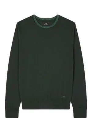 Paul Smith Contrast-collar Merino Wool Sweater - Green