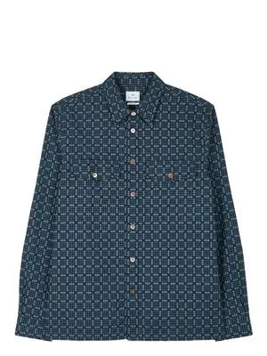 Paul Smith Navy Cross-stitch Textured Jacquard Shirt - Blue