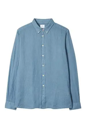 Paul Smith Linen Button-down Collar Shirt - Blue