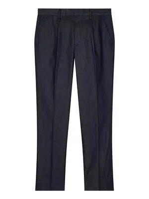 Paul Smith Cotton Twill Pleated Trousers - Blue
