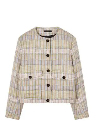 Paul Smith Collarless Tweed Jacket - Multicolour