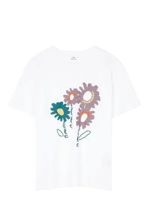 Paul Smith Organic Cotton Floral Logo T-shirt - White