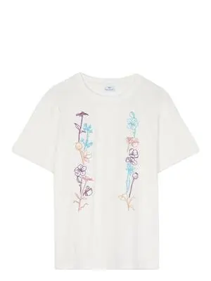 Paul Smith Cotton T-shirt With Embroidered Flowers - White