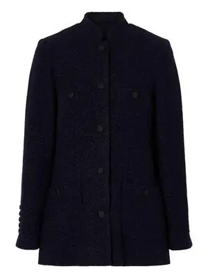 LIBEROWE Raja Metallic Wool-Blend Bouclé-Tweed Jacket Navy
