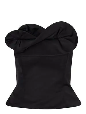 Magda Butrym Ruffled Wool And Silk-blend Corset Top - Black