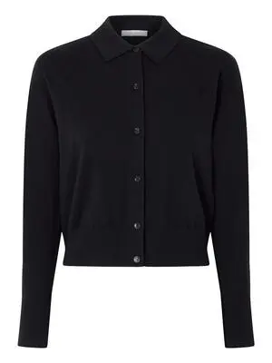 Max Mara Cropped Wool-blend Cardigan - Black