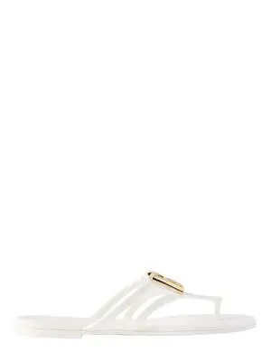 Dolce & Gabbana Embellished Rubber Flip Flops - White