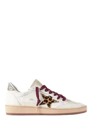 GOLDEN GOOSE Ball Star Distressed Leather Sneakers - White