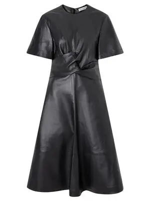 Altuzarra Kirsty Wrap-effect Leather Midi Dress - Black