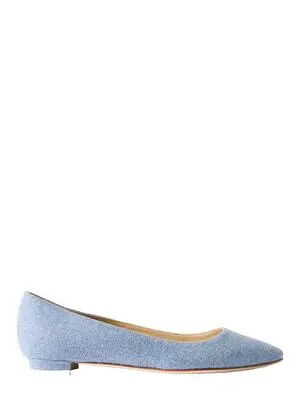 Manolo Blahnik Tweed Ballerina Flats - Blue