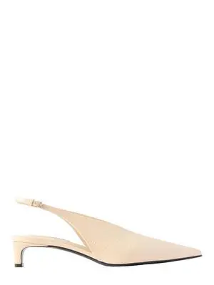 JIL SANDER Crinkled Patent-leather Slingback Pumps - Ivory