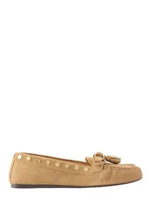 Isabel Marant Faxel Embellished Suede Loafers - Brown