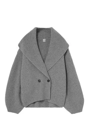 TOTEME Oversized Ribbed Wool Cardigan - Gray
