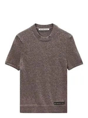 Alexander Wang Knit Logo Label Crewneck T-shirt - Brown