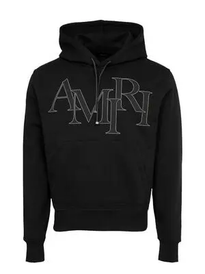 Amiri Staggered Logo Hoodie - Black
