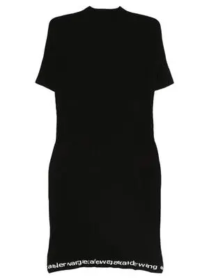 Alexander Wang Logo Ribbed Short-sleeve Dress - Black