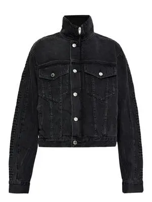 Alexander Wang Embossed Logo Denim Track Jacket - Grey
