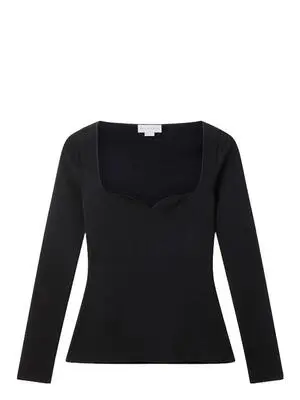 Stella McCartney Compact Knit Long Sleeve Top - Black