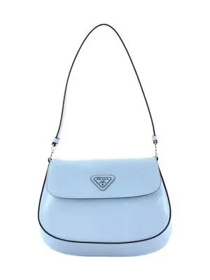 Prada Cleo Flap Shoulder Bag Spazzolato Leather Small Blue