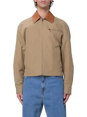 Versace Zip-up Jacket With Leather Collar - Camel