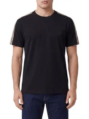 Burberry Cotton Crewneck T-shirt With Side Bands And Equestrian Knight Logo - Black