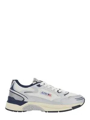 AUTRY Autry Hyperway Bicolour Leather And Mesh Low-Top Sneakers Silver