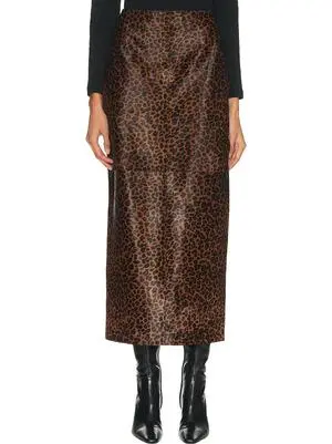 Nour Hammour For Elisse Ponyhair Skirt - Deep Leopard
