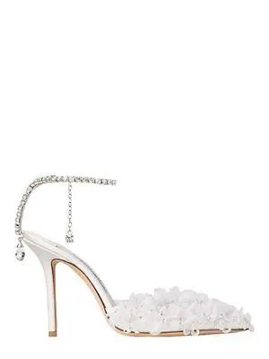 JIMMY CHOO Saeda 100 Petal Mesh Heeled Courts - Ivory/crystal
