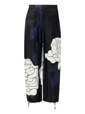 Victoria Beckham Floral-motif Woven Cargo Trousers - Dark Navy Pale Rose