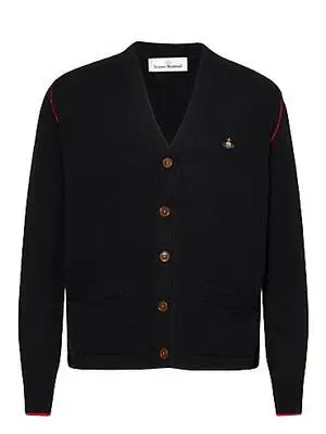 VIVIENNE WESTWOOD Alex Embroidered-logo Cashmere Cardigan - Black