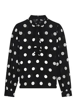The Kooples Polka-dot Silk-blend Blouse - Black White