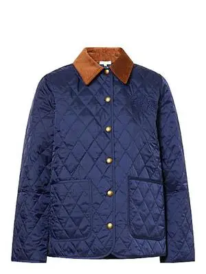 SPORTY & RICH Crest Embroidered Quilted Jacket - Dark Navy