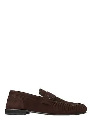JIMMY CHOO Ellis Velvet Suede Loafers - Chocolate