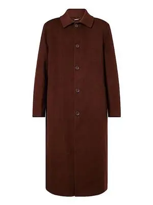 PERCIVAL Wool Coat With Spread Collar - Espresso