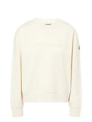 Moncler Brand-embroidered Cotton-jersey Sweatshirt - Natural