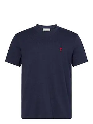Ami Logo-embroidered Cotton T-shirt - Bleu Nuit