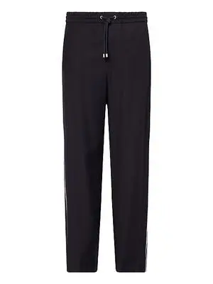 Loewe Drawstring Straight-leg Wool Trousers - Navy Blue
