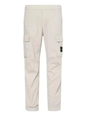 Stone Island Cotton Cargo Trousers With Brand Patch - Pearl Grey