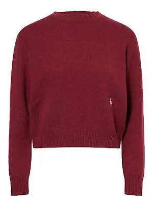 SPORTY & RICH Regular-fit Embroidered Cashmere-and-wool Jumper - Merlot