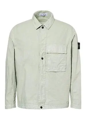 Stone Island Panama Brand-patch Woven Overshirt - Sage