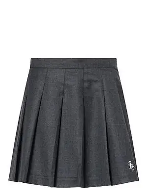 SPORTY & RICH Pleated Wool Mini Skirt - Dark Grey