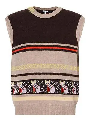Loewe Striped Wool-blend Vest - Beige/multicolor