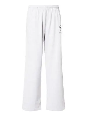 SPORTY & RICH Logo-print Wide-leg Cotton Jogging Bottoms - Heather Gray