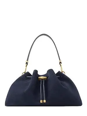 JIMMY CHOO Cinch Medium Suede Handbag - Marine/gold