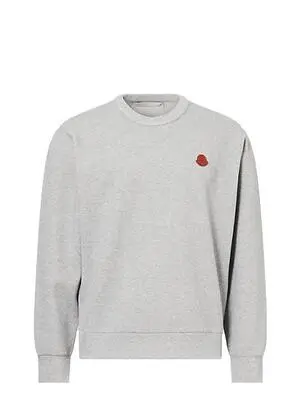 Moncler Cotton-blend Sweatshirt With Embossed Patch - Light Grey