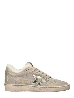 GOLDEN GOOSE Ballstar Wool And Leather Trainers - Beige