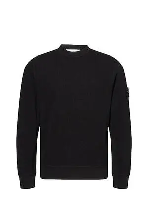 Stone Island Waffle Cotton-jersey Sweatshirt - Black