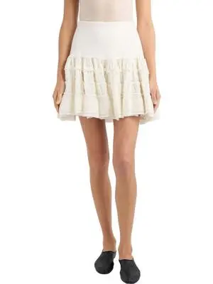 Alaïa Wool Blend Ruffle Skirt - Blanc
