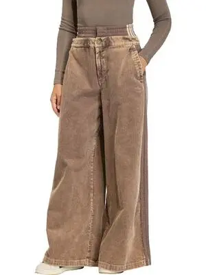 Adidas Originals By Alexander Wang Side Stripe Corduroy Wide Leg Pants - Earth Strata