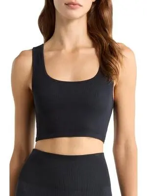 Lunya Seamless Flow Square Neck Bralette Immersed Black